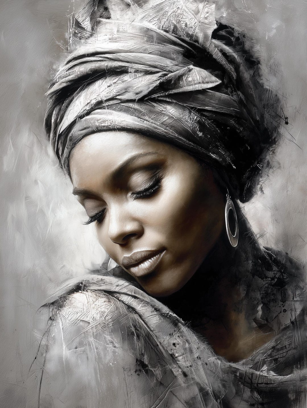 Afrocentric Digital Portrait of Black Woman – Instant Download Wall Art ...