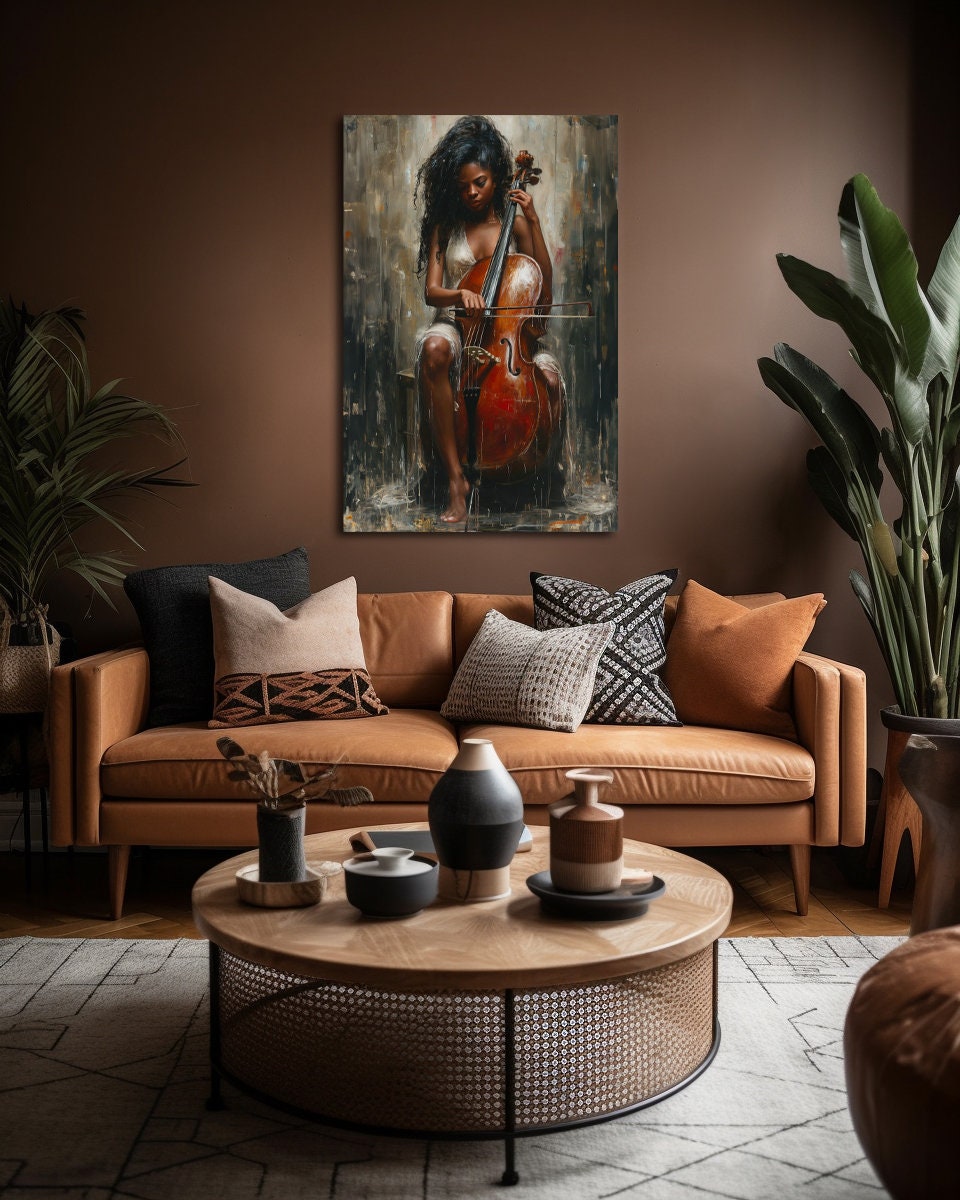 Expressive Cello Performance - Digital Art of Woman Musician - Modern ...