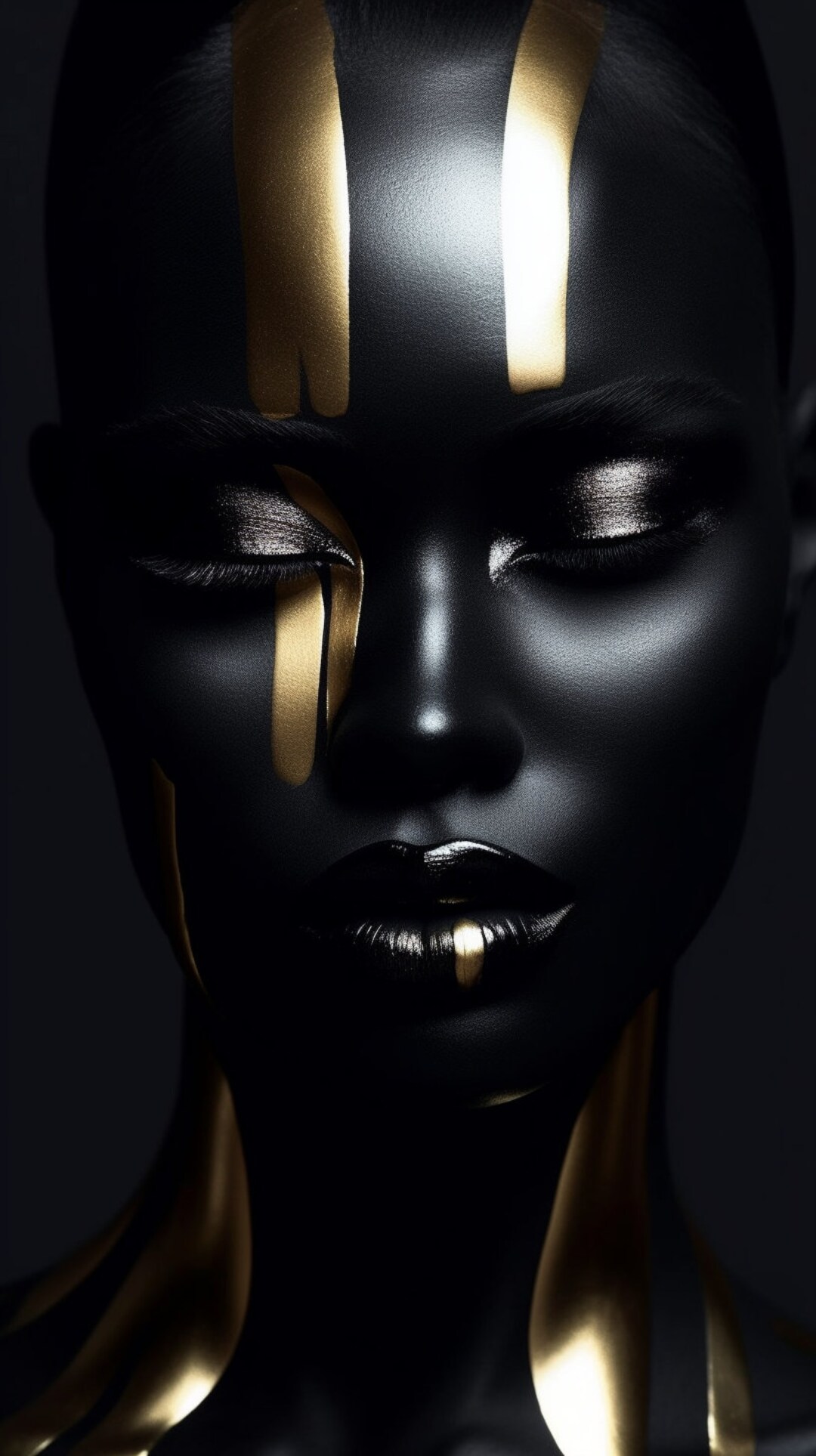 Black Girl Gold Makeup Wall Art: Afro-inspired High-quality Artwork ...