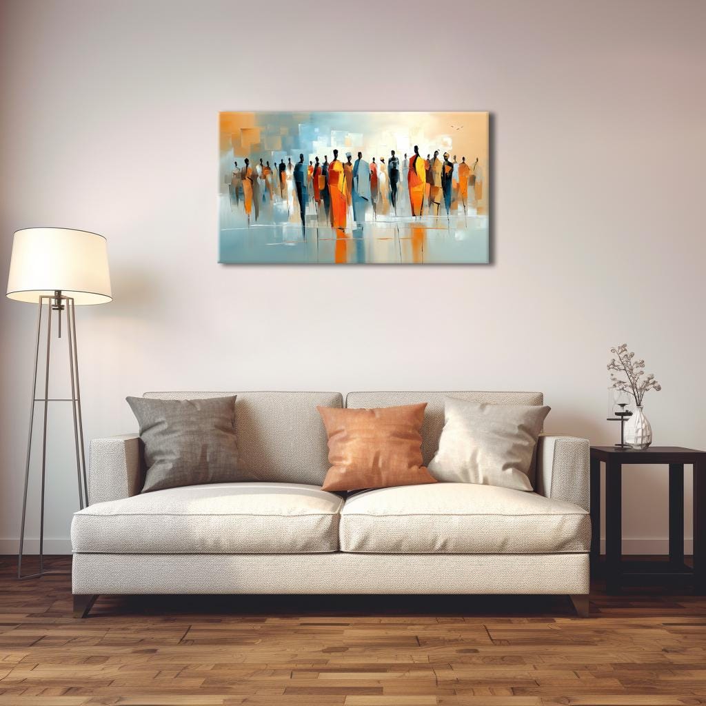 African Abstract Crowd Art – Modern Wall Art Digital Download, Large ...