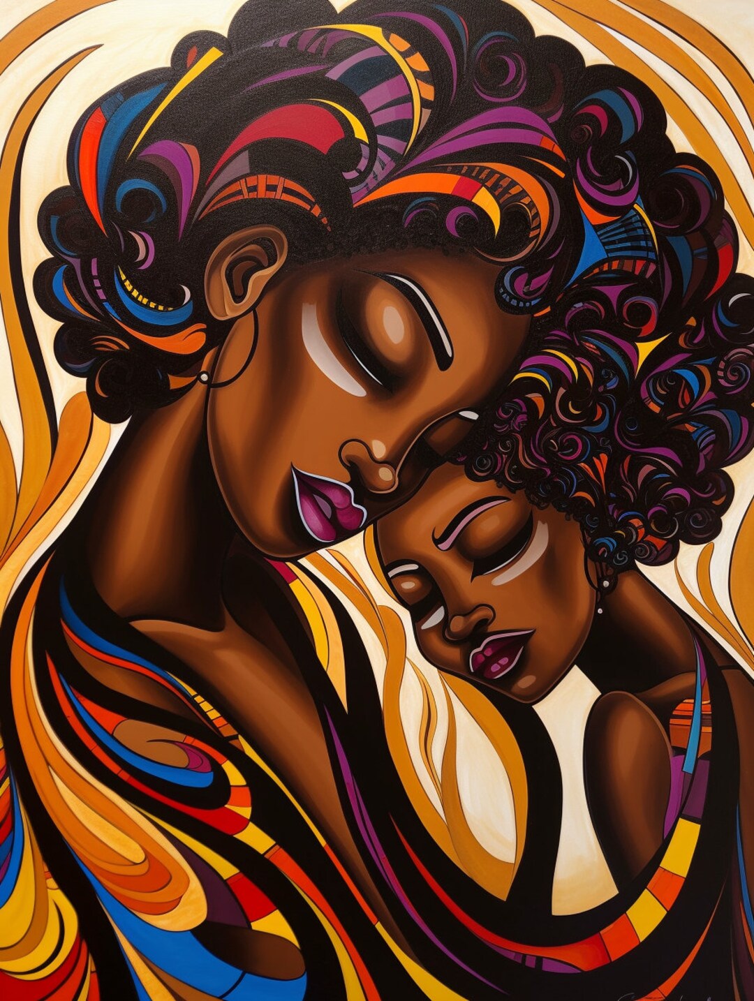 Unique Abstract Artwork of Mother & Child Embrace, Abstract Artwork of ...