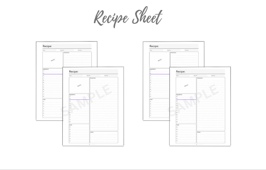 Printable Recipe Sheet With Photo Option: Organize Your Culinary ...