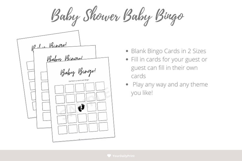 PRINTABLE Baby BINGO Template [prefilled + Blank], Baby Shower Game ...