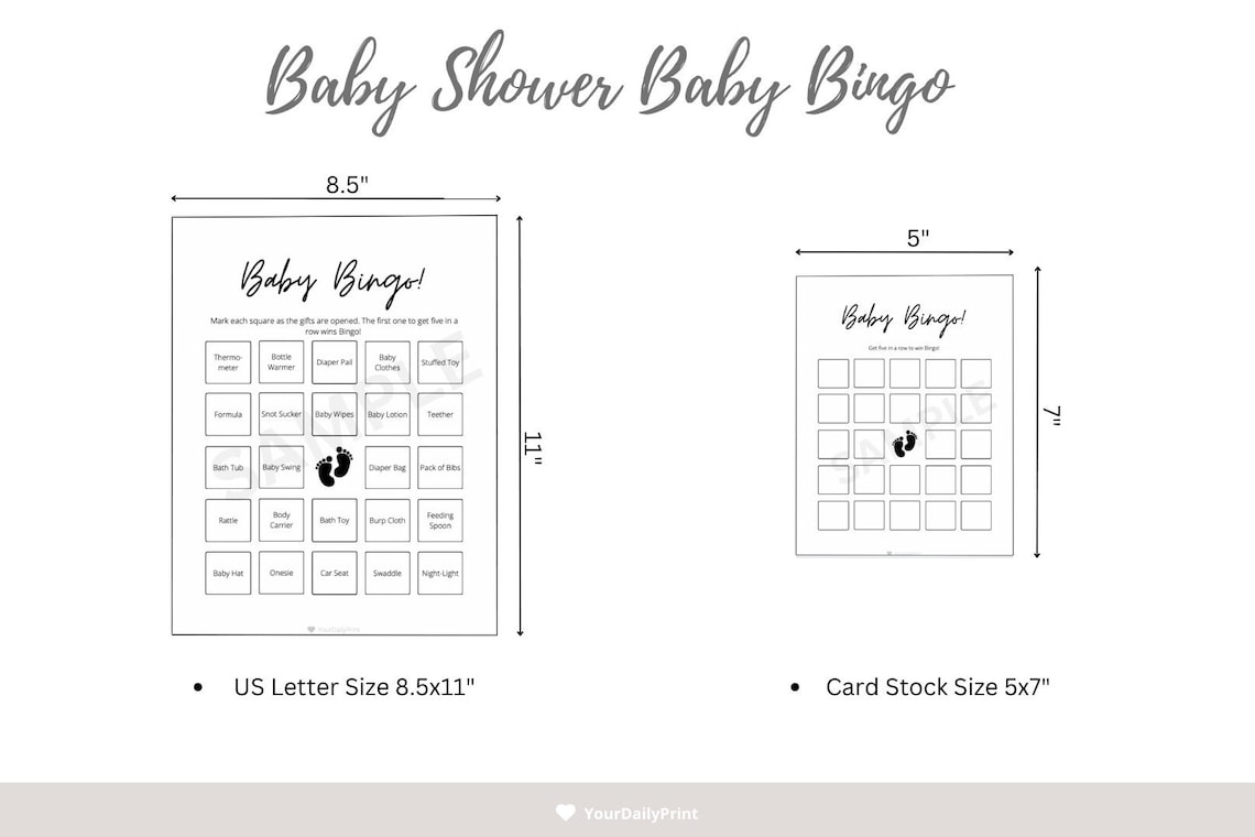 PRINTABLE Baby BINGO Template [prefilled + Blank], Baby Shower Game ...