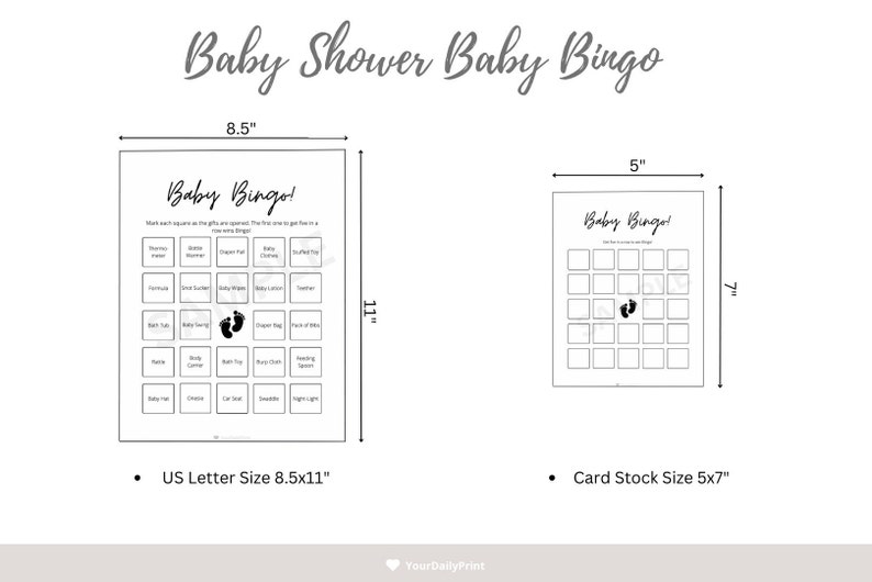 PRINTABLE Baby BINGO Template [prefilled + Blank], Baby Shower Game ...