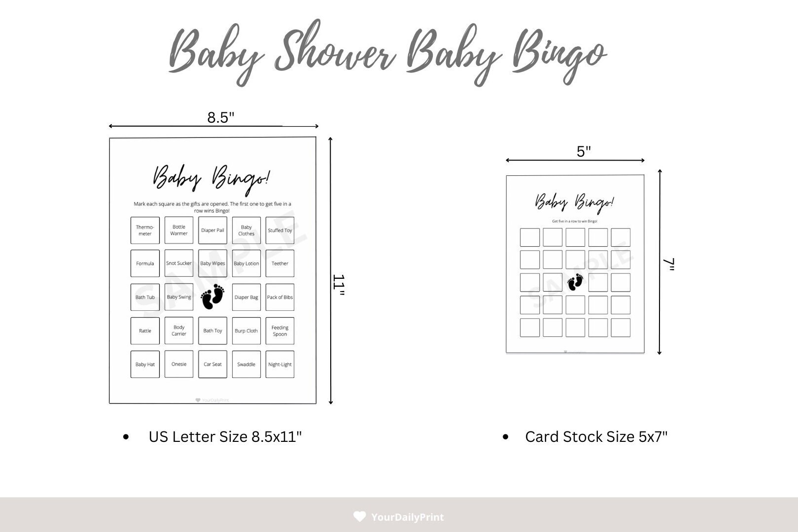 PRINTABLE Baby BINGO Template [prefilled + Blank], Baby Shower Game ...