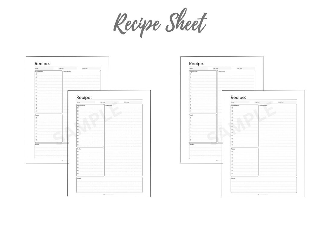 Printable Recipe Sheet: Organize Your Culinary Creations With Style ...