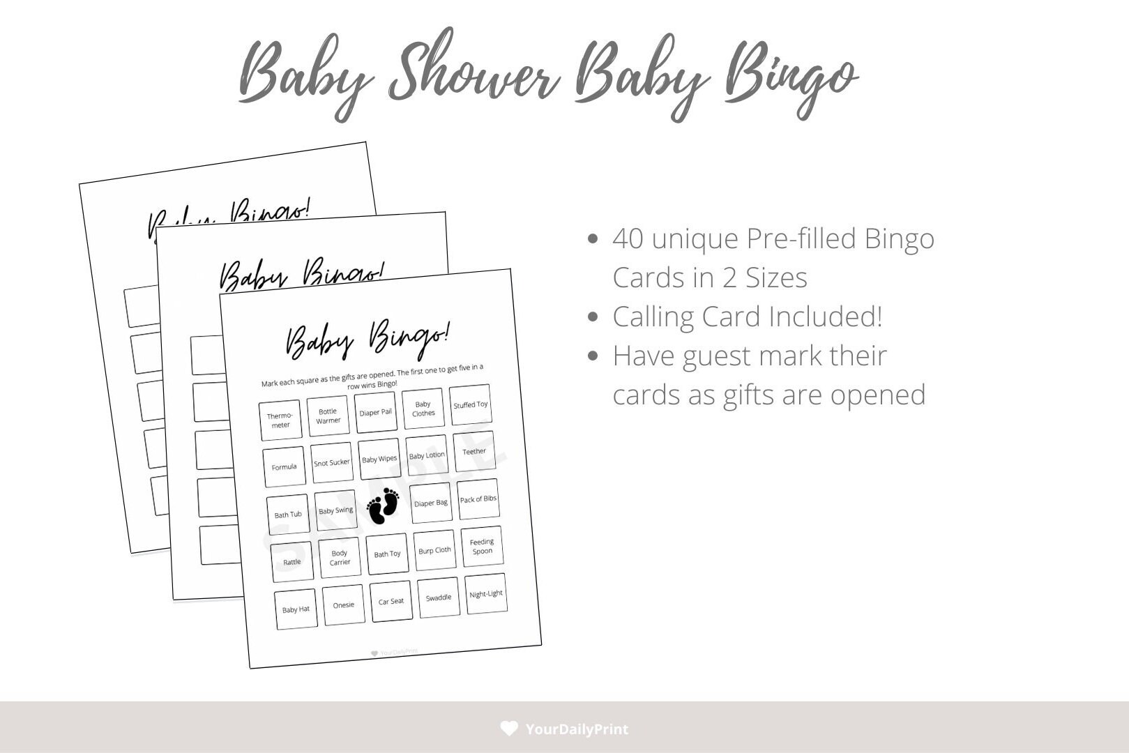 PRINTABLE Baby BINGO Template [prefilled + Blank], Baby Shower Game ...