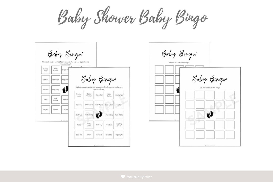 PRINTABLE Baby BINGO Template [prefilled + Blank], Baby Shower Game ...