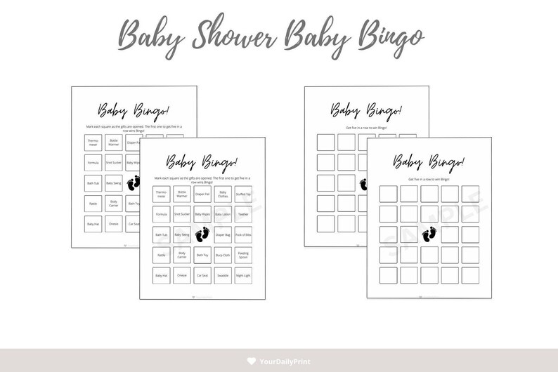 PRINTABLE Baby BINGO Template [prefilled + Blank], Baby Shower Game ...