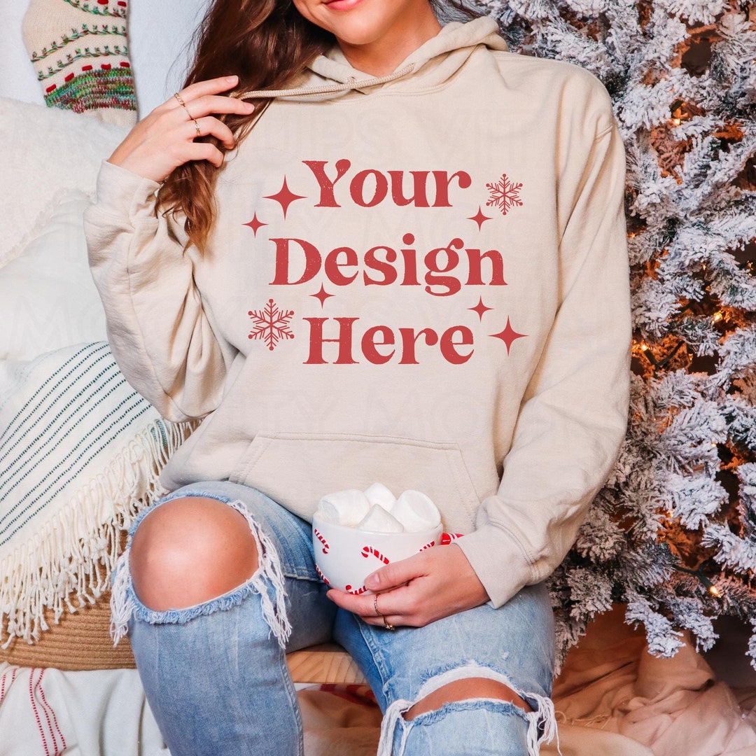 Gildan 18500 Mockup SAND Hoodie Mockup Christmas, Christmas Mockup ...
