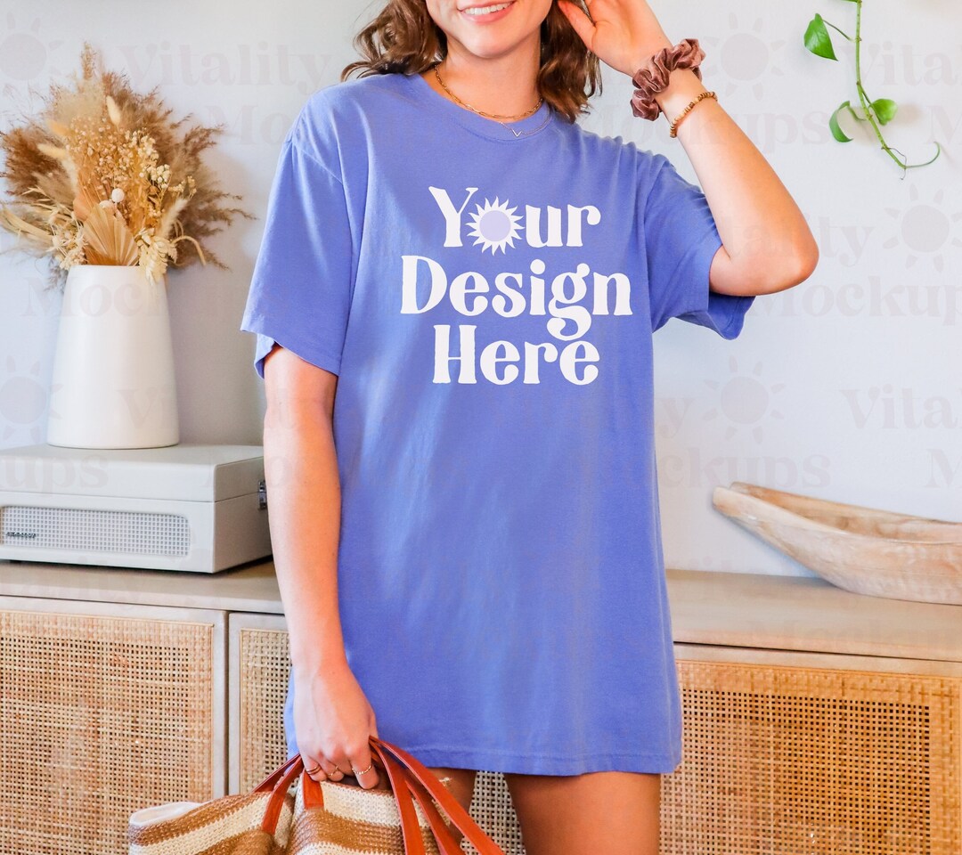 Flo Blue Comfort Colors Mockup, Comfort Colors 1717 Mockup Flo Blue ...