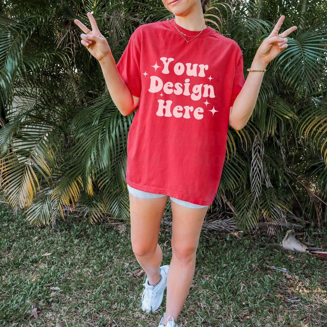 Red Comfort Colors Mockup, Comfort Colors 1717 Mockup Red, Oversized ...