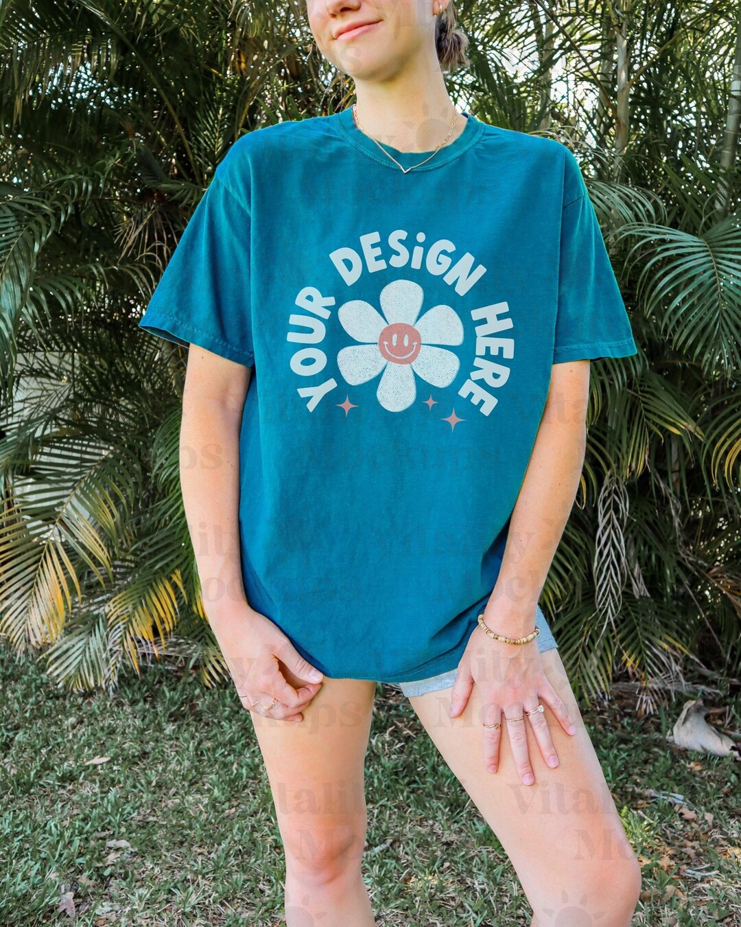 TOPAZ BLUE Comfort Colors Mockup, Comfort Colors 1717 Mockup Topaz Blue ...