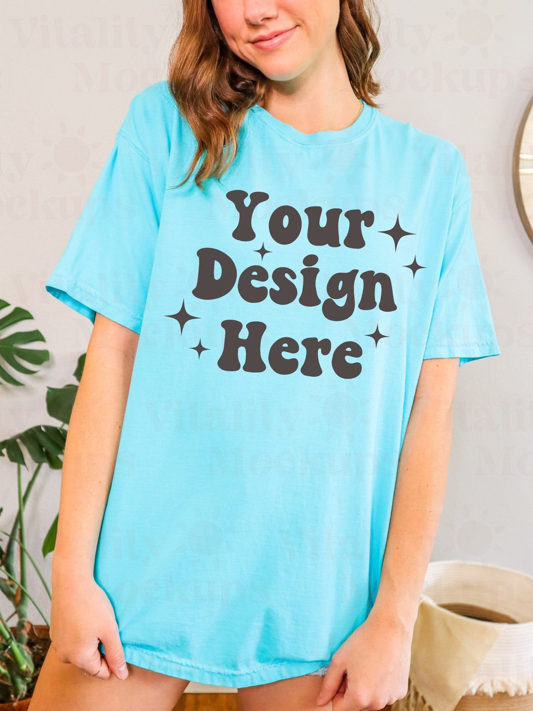 Comfort Colors Mockup Lagoon Blue Comfort Colors 1717 Mockup, C1717 ...