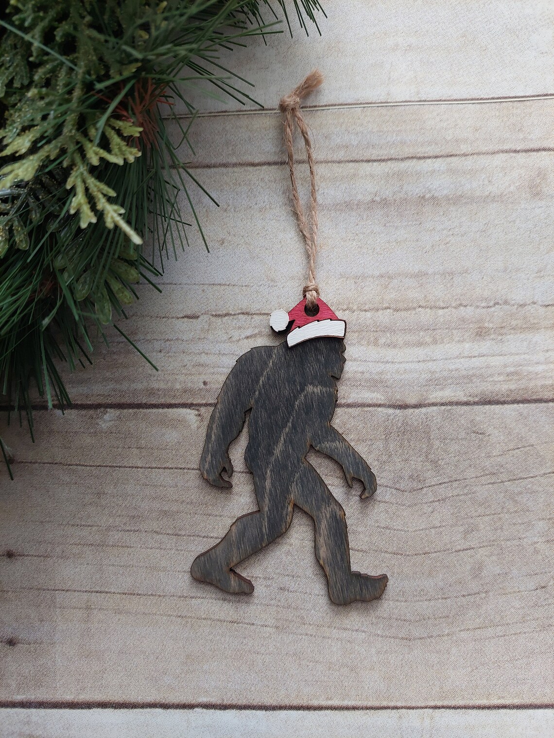 Bigfoot Santa Ornament, Santa Hat Ornament, Sasquatch Christmas ...
