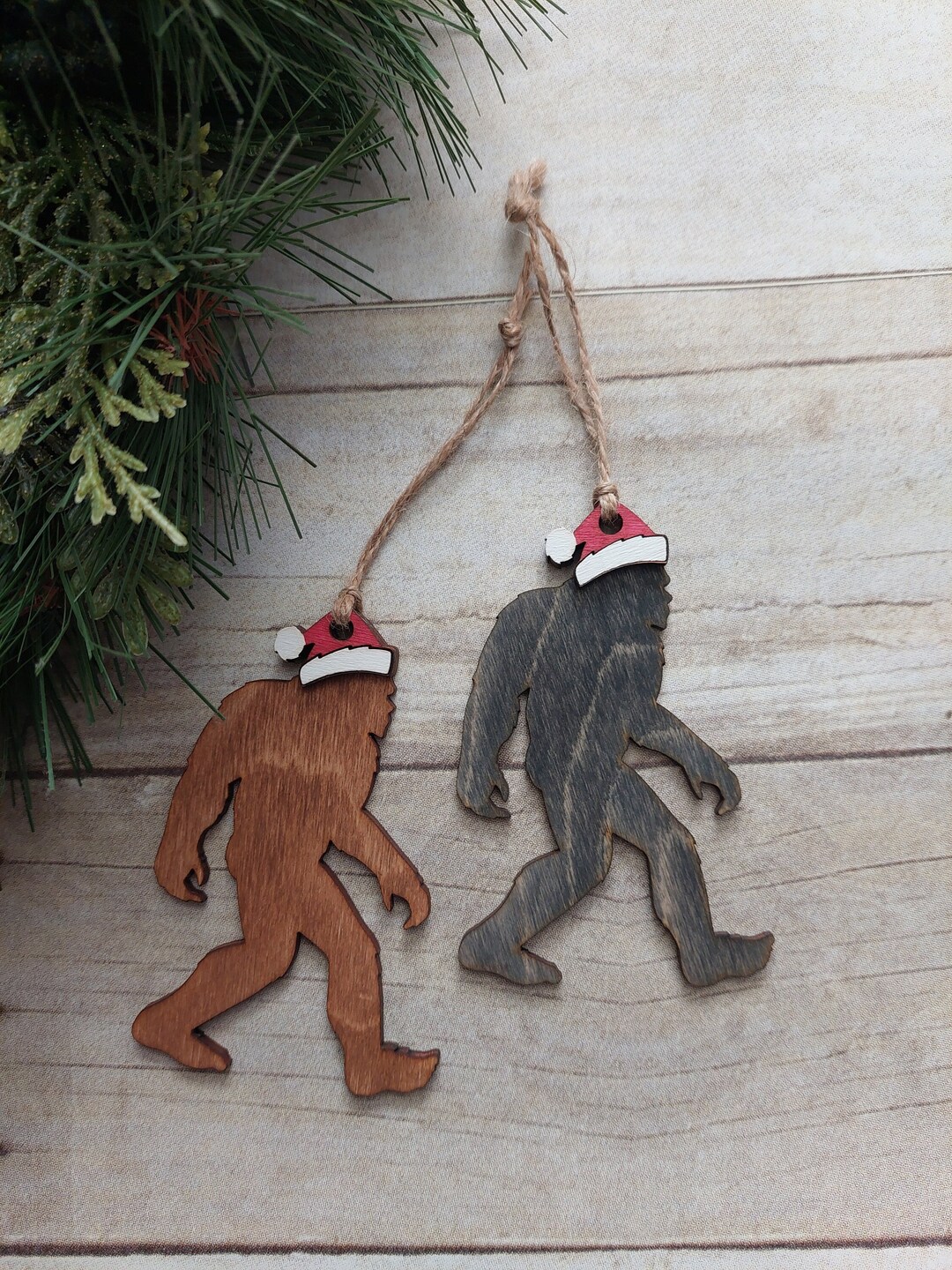 Bigfoot Santa Ornament, Santa Hat Ornament, Sasquatch Christmas ...