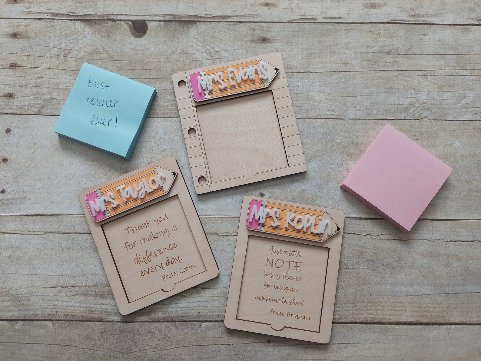 Teacher Sticky Note Pad Holder Gift, Teacher Gift, Personalized School ...