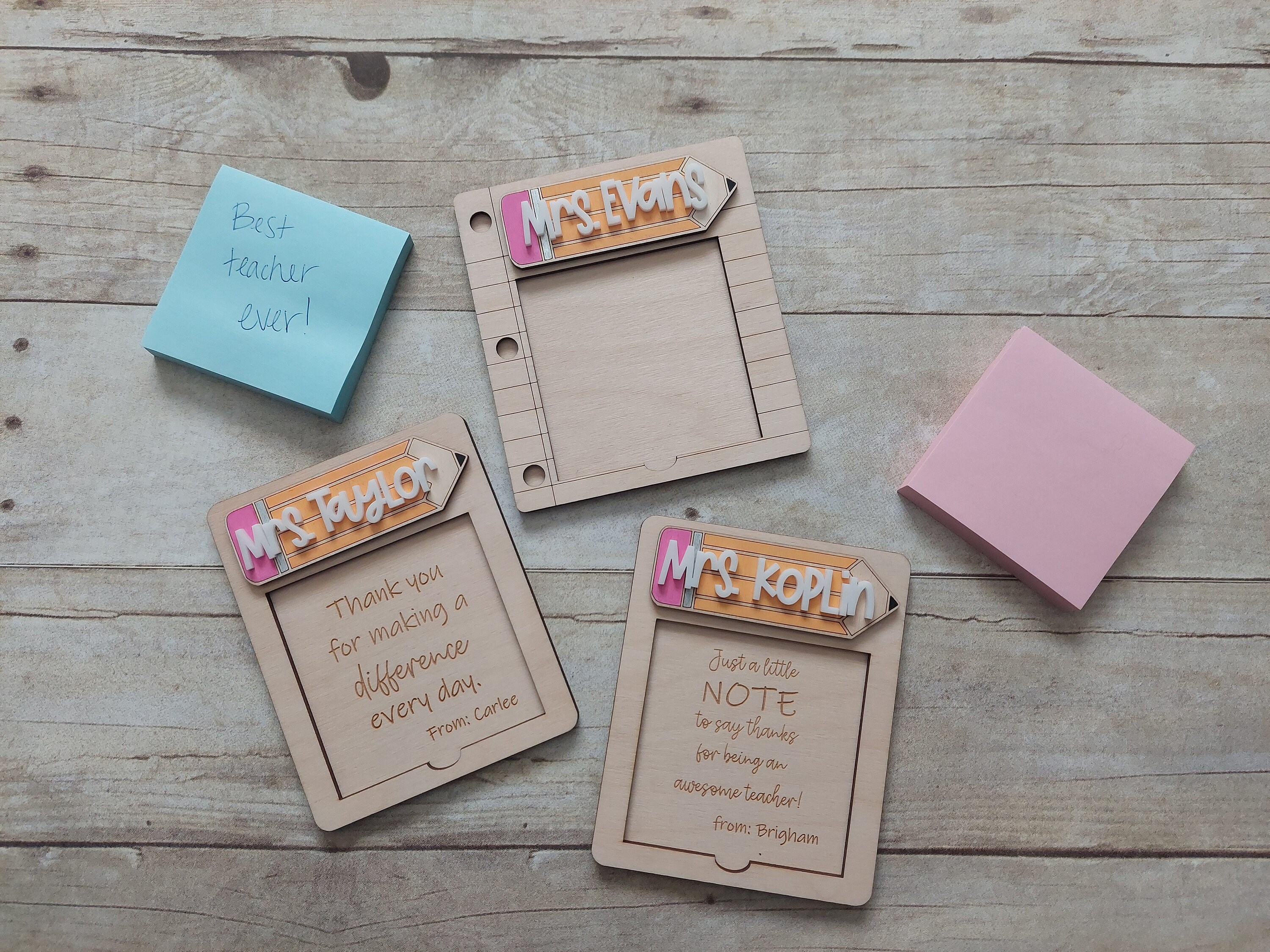 Teacher Sticky Note Pad Holder Gift, Teacher Gift, Personalized School ...