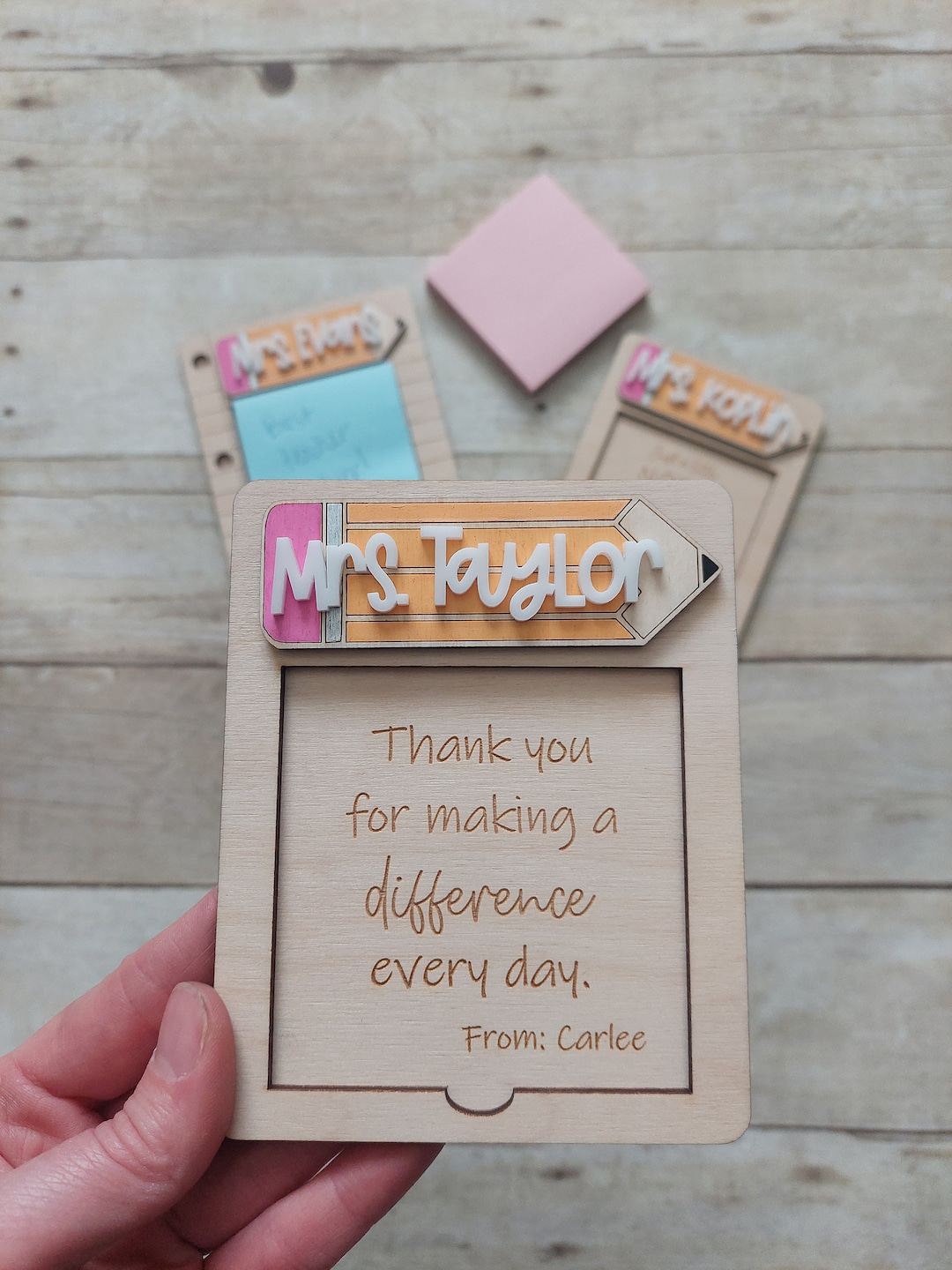 Teacher Sticky Note Pad Holder Gift, Teacher Gift, Personalized School ...