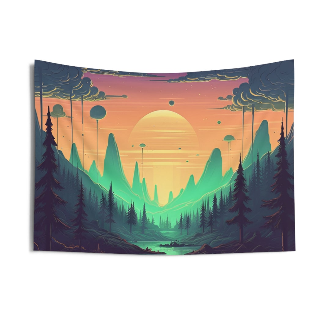 Alien Sunset - Retro Surreal Art, Alien Planet, 70s, Trippy ...