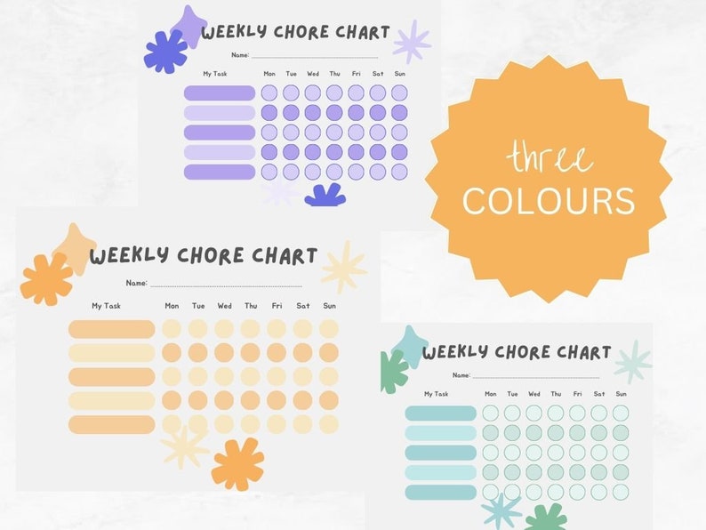 Daily Kids Chore Chart | Digital PDF Download, Kids Reward Chart ...