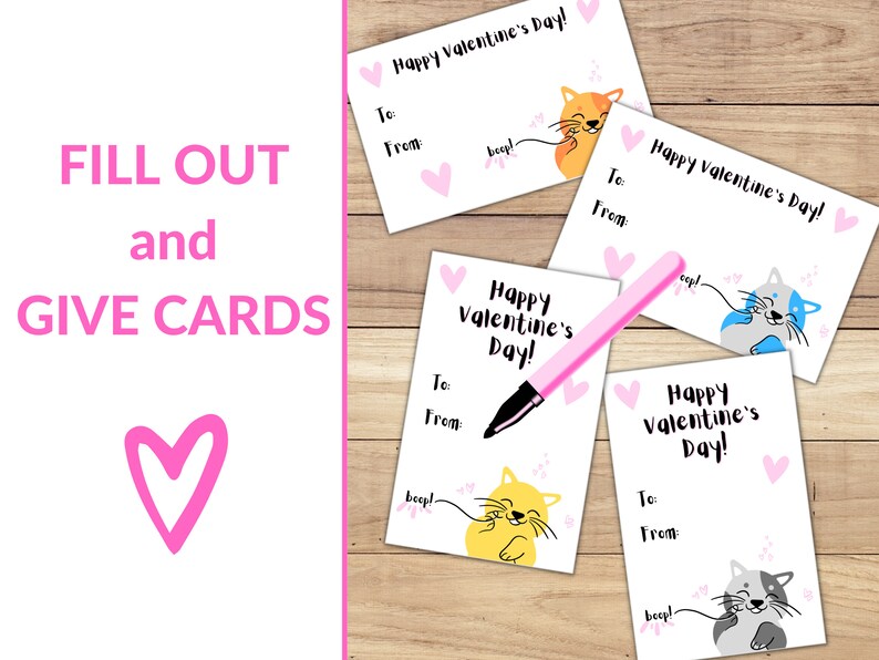Printable Valentine's Day Cards - Cats - Etsy
