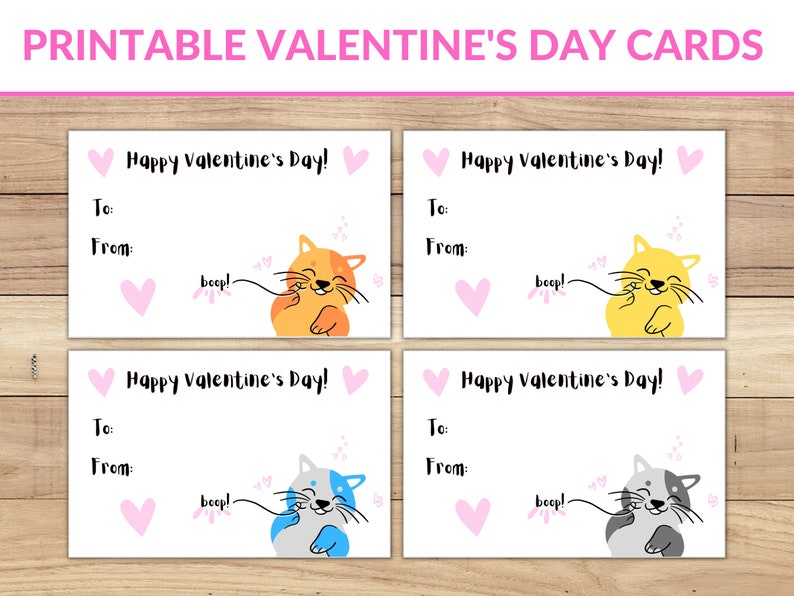 Printable Valentine's Day Cards - Cats - Etsy