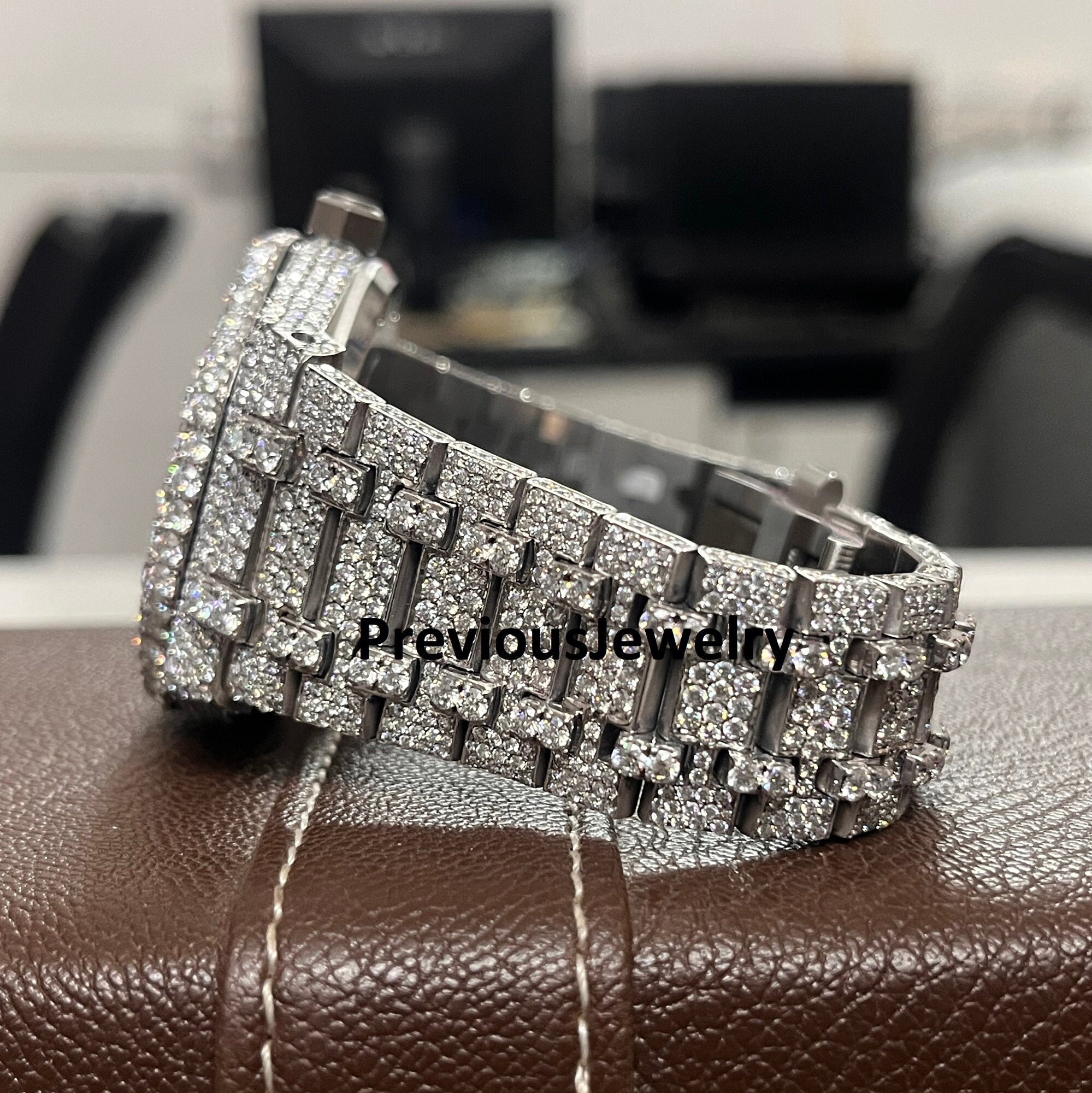 Iced Out Luxury Stainless Steel Lab Grown Diamond Automatic Watch ...