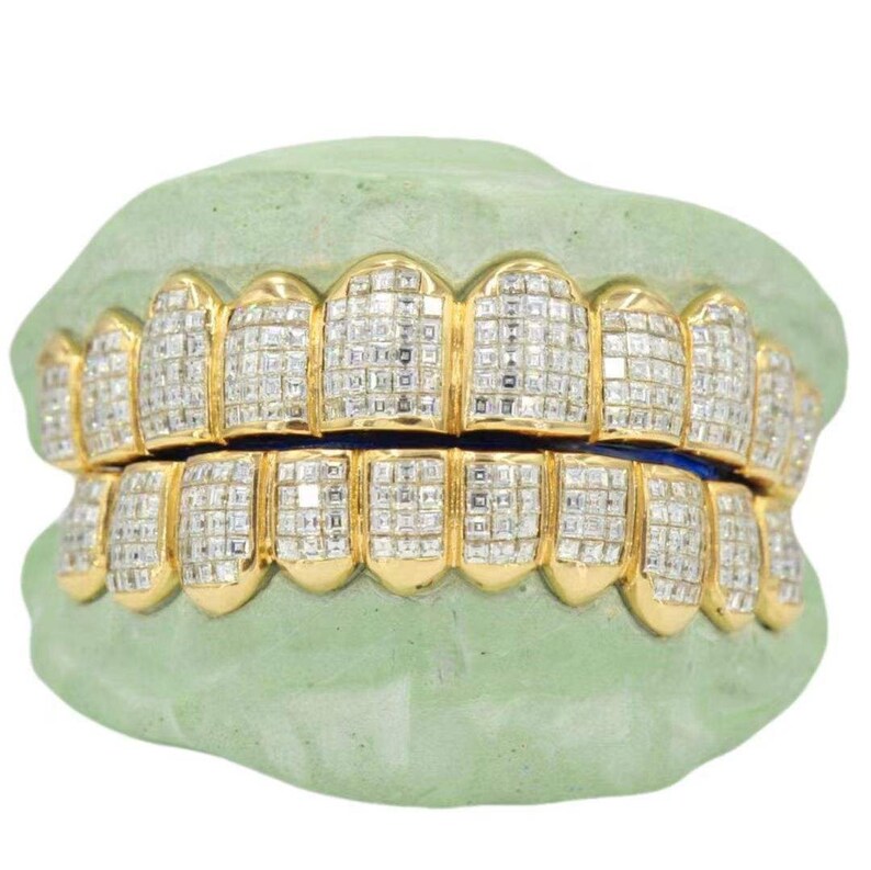 Invisible Princess Cut Moissanite Diamond Grillz , Starling Silver ...