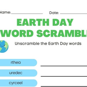 PRINTABLE Earth Day Word Scramble With Answer Key - Etsy