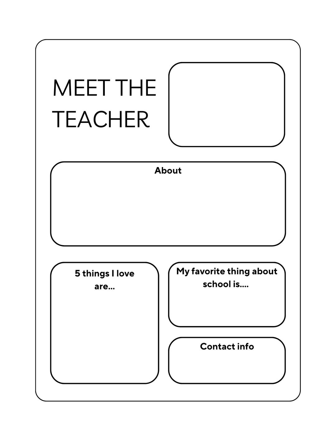 Meet the Teacher Digital Download/worksheet - Etsy