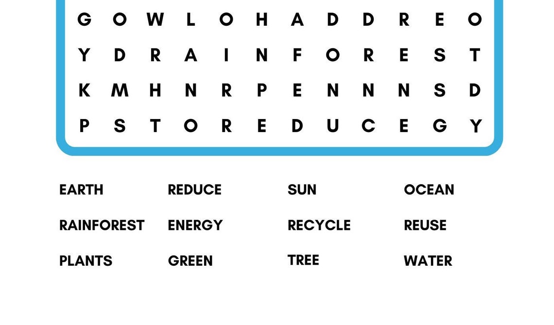 PRINTABLE Earth Day Word Search (digital) - Etsy