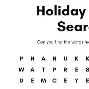 Holiday Word Search PRINTABLE - Etsy