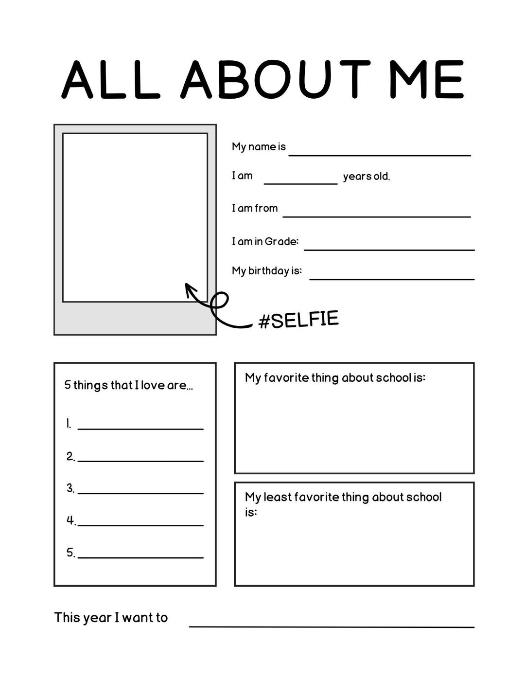 All About Me Worksheet - Etsy