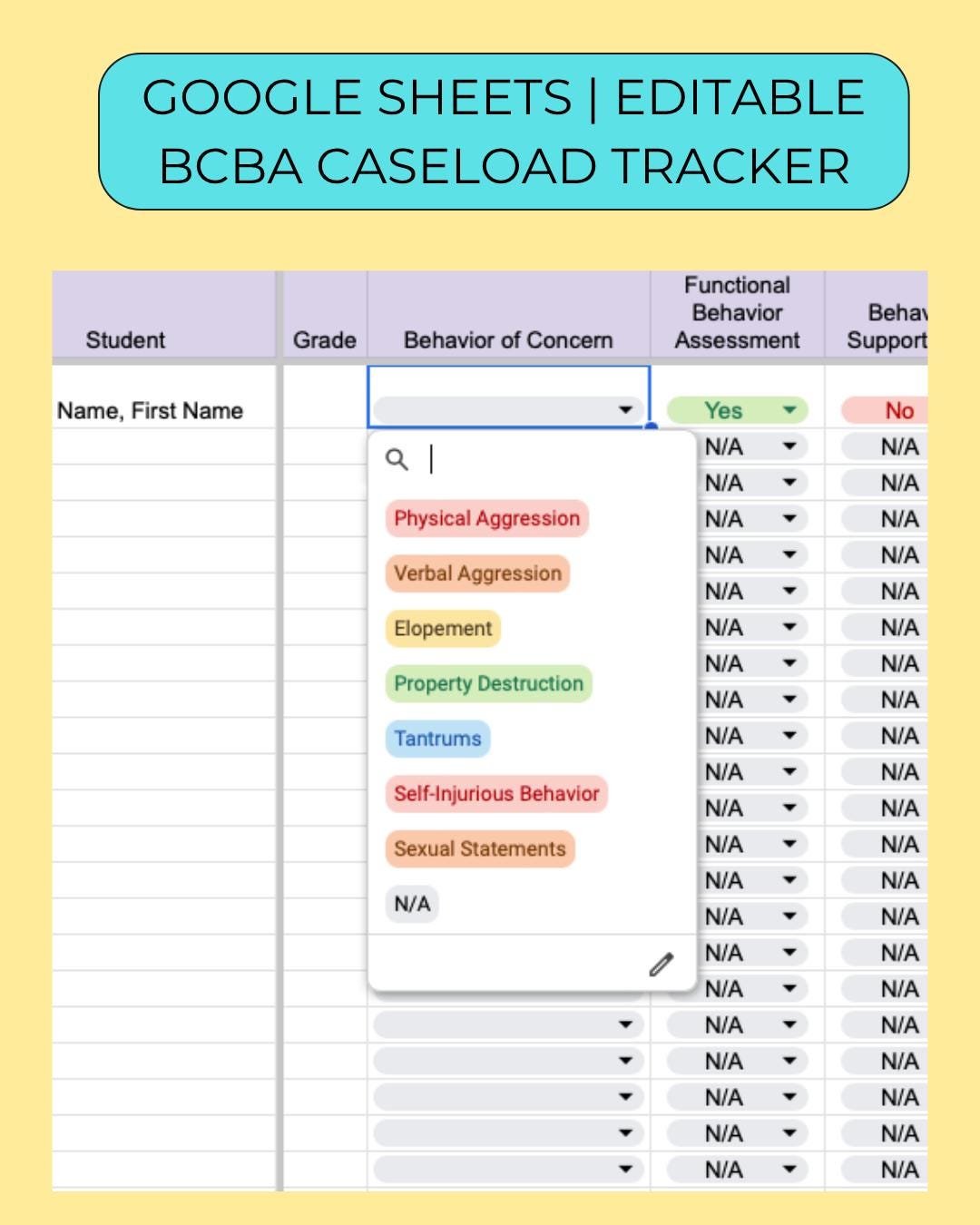 School-based BCBA Caseload Tracker - Etsy