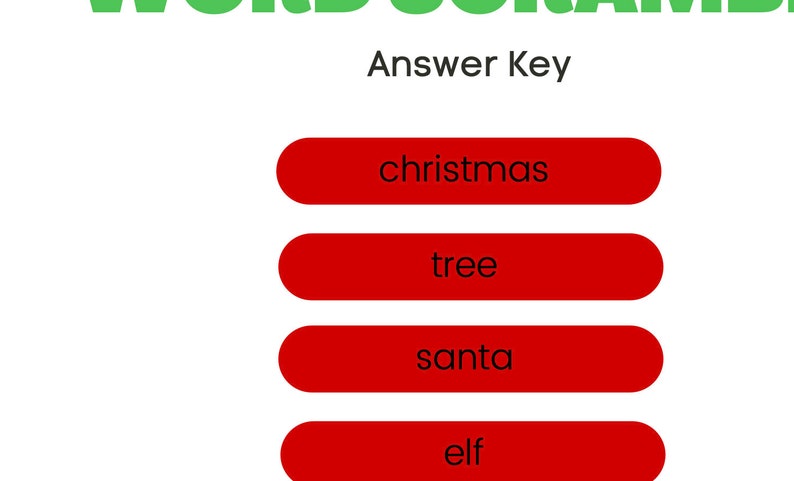 Christmas Word Unscramble - Etsy