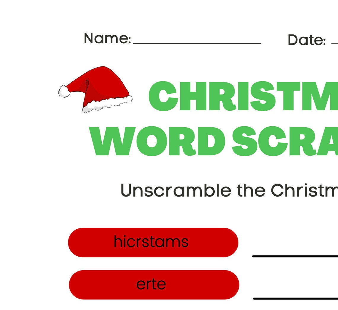 Christmas Word Unscramble - Etsy
