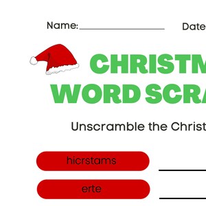 Christmas Word Unscramble - Etsy