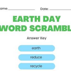 PRINTABLE Earth Day Word Scramble With Answer Key - Etsy