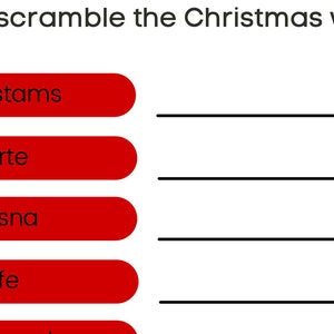 Christmas Word Unscramble - Etsy