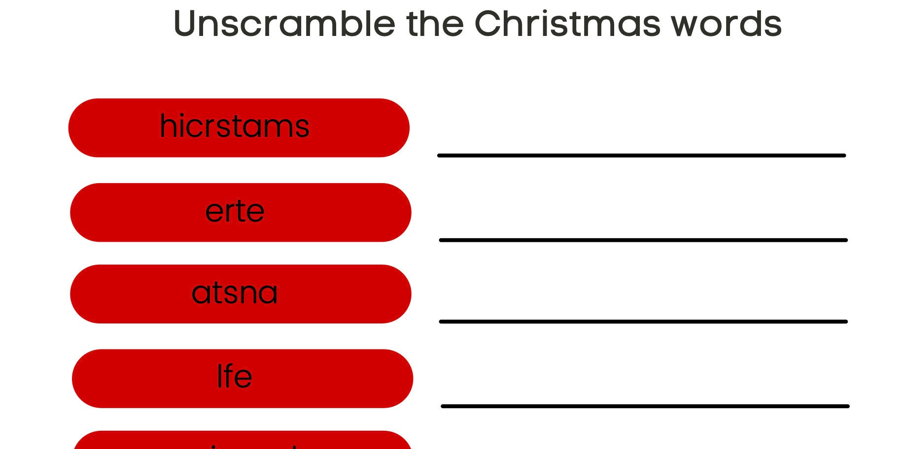 Christmas Word Unscramble - Etsy