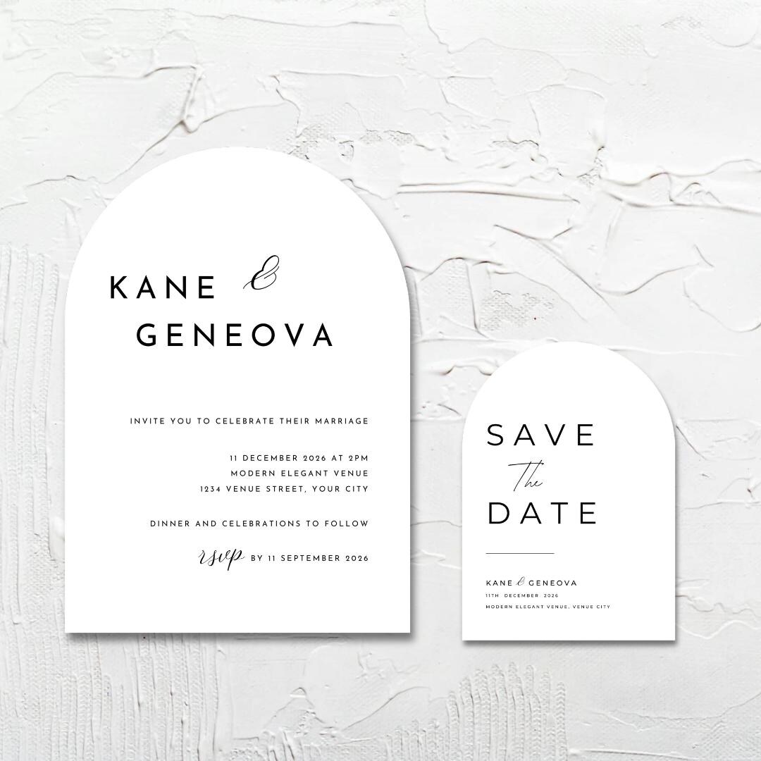 Modern Elegant Wedding Invitation + Save the Date Set | Digital ...