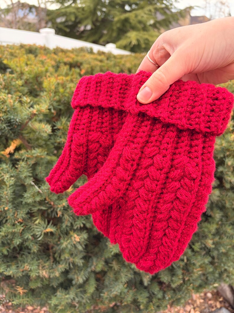 Red Crocheted Mittens | Handmade Cozy Cotton Gloves | Cute Aesthetic ...