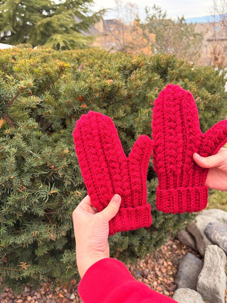 Red Crocheted Mittens | Handmade Cozy Cotton Gloves | Cute Aesthetic ...