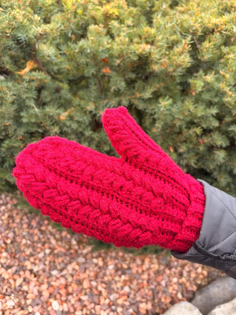 Red Crocheted Mittens | Handmade Cozy Cotton Gloves | Cute Aesthetic ...