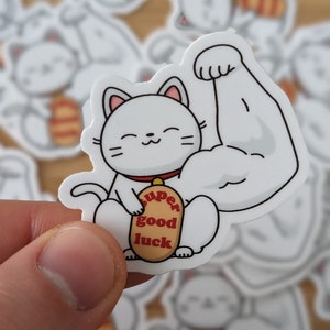 Super Lucky Cat Sticker, Maneki Neko Sticker, Strong Lucky Cat Sticker ...
