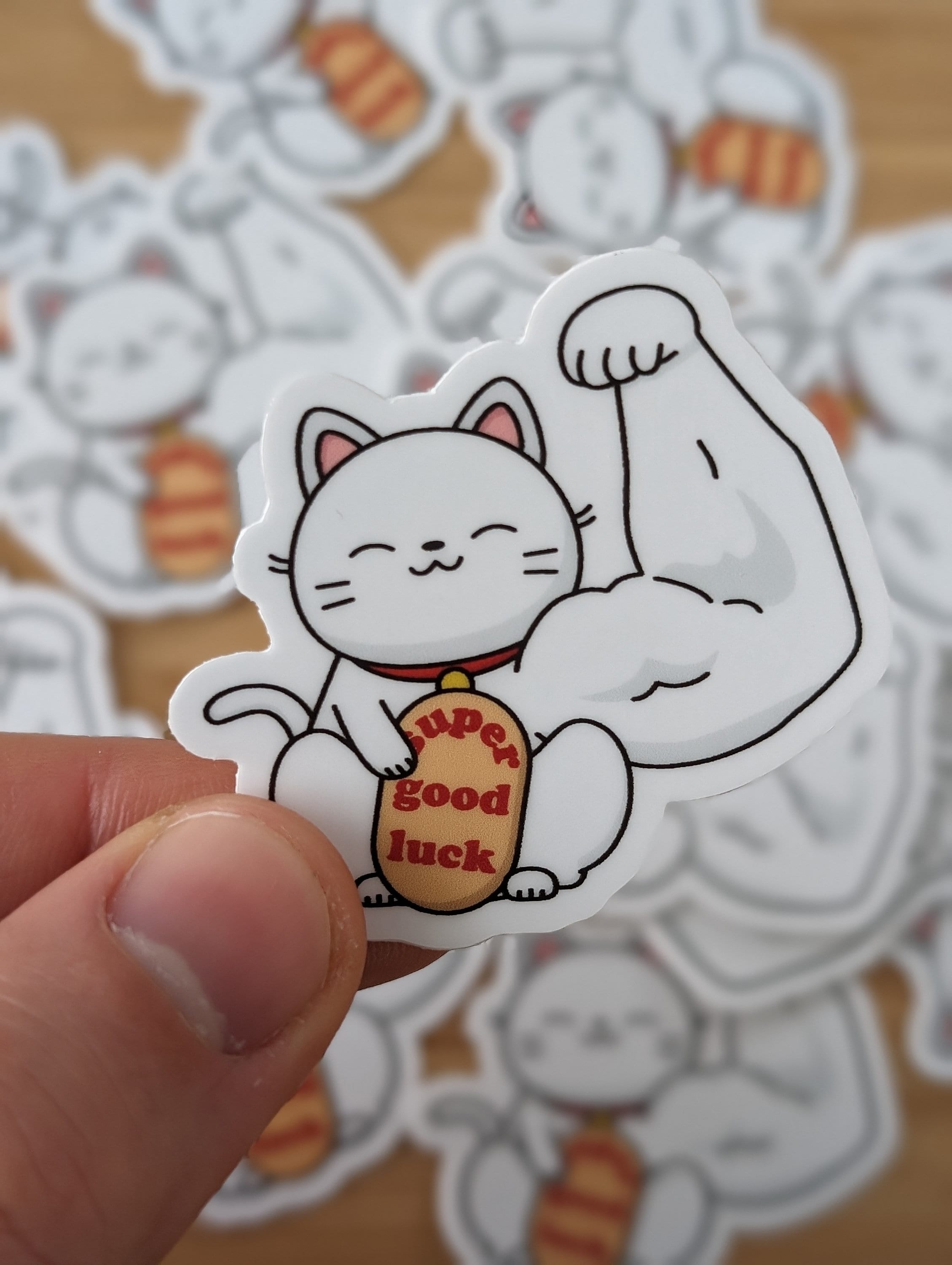 Super Lucky Cat Sticker, Maneki Neko Sticker, Strong Lucky Cat Sticker ...