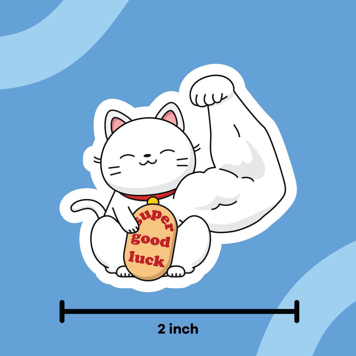 Super Lucky Cat Sticker, Maneki Neko Sticker, Strong Lucky Cat Sticker ...