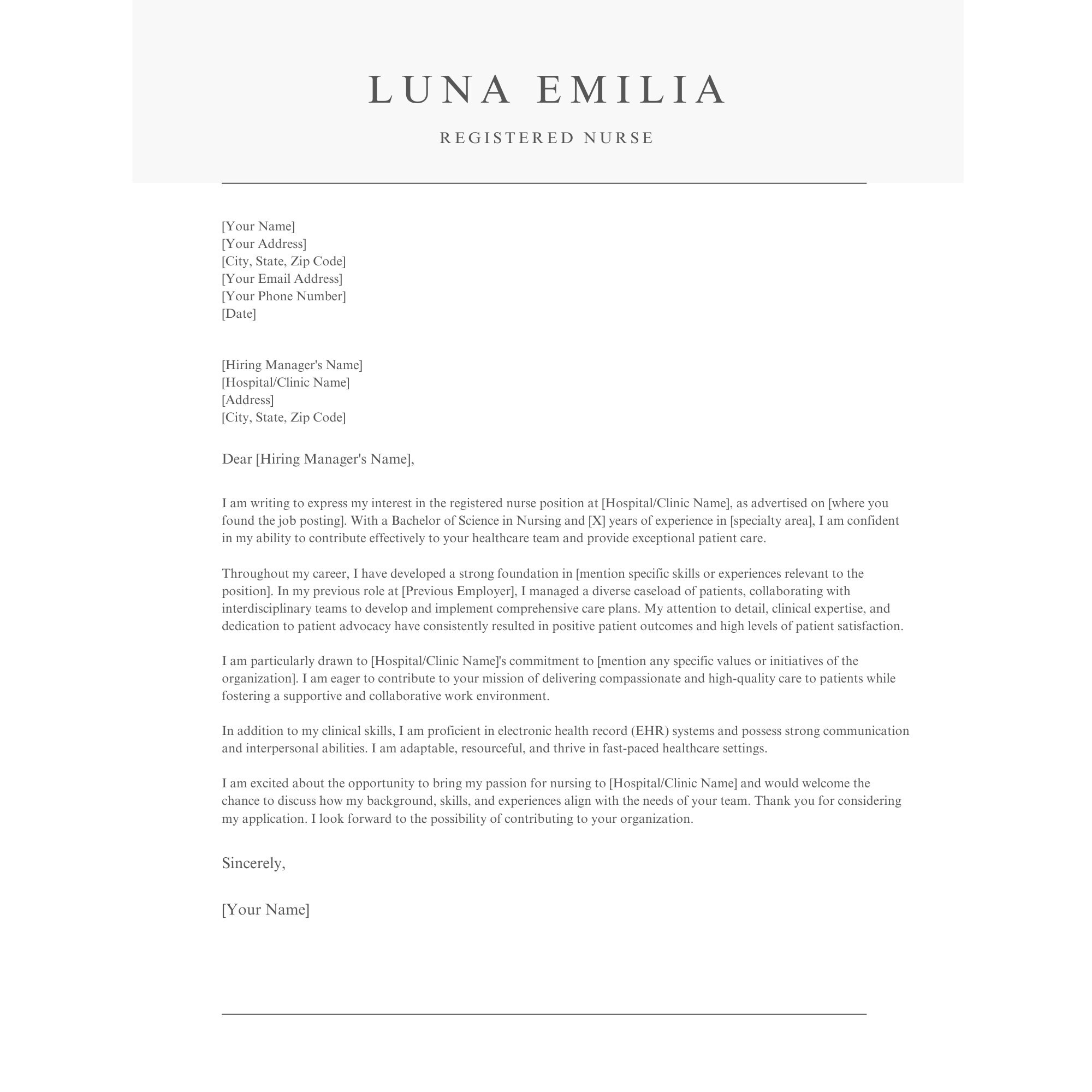 Registered Nurse Resume Template Cover Letter, Resume 2024, Instant ...